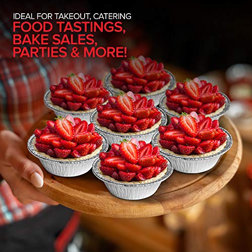 Stock Your Home 4 Inch Mini Aluminum Foil Pie Pans (50 Count) Disposable Mini Pie Pans, Small Pie Tin for Baking Tiny Treats, Durable Individual Pie Pans for Fruit Tarts, Quiche, Mince Pie Tin