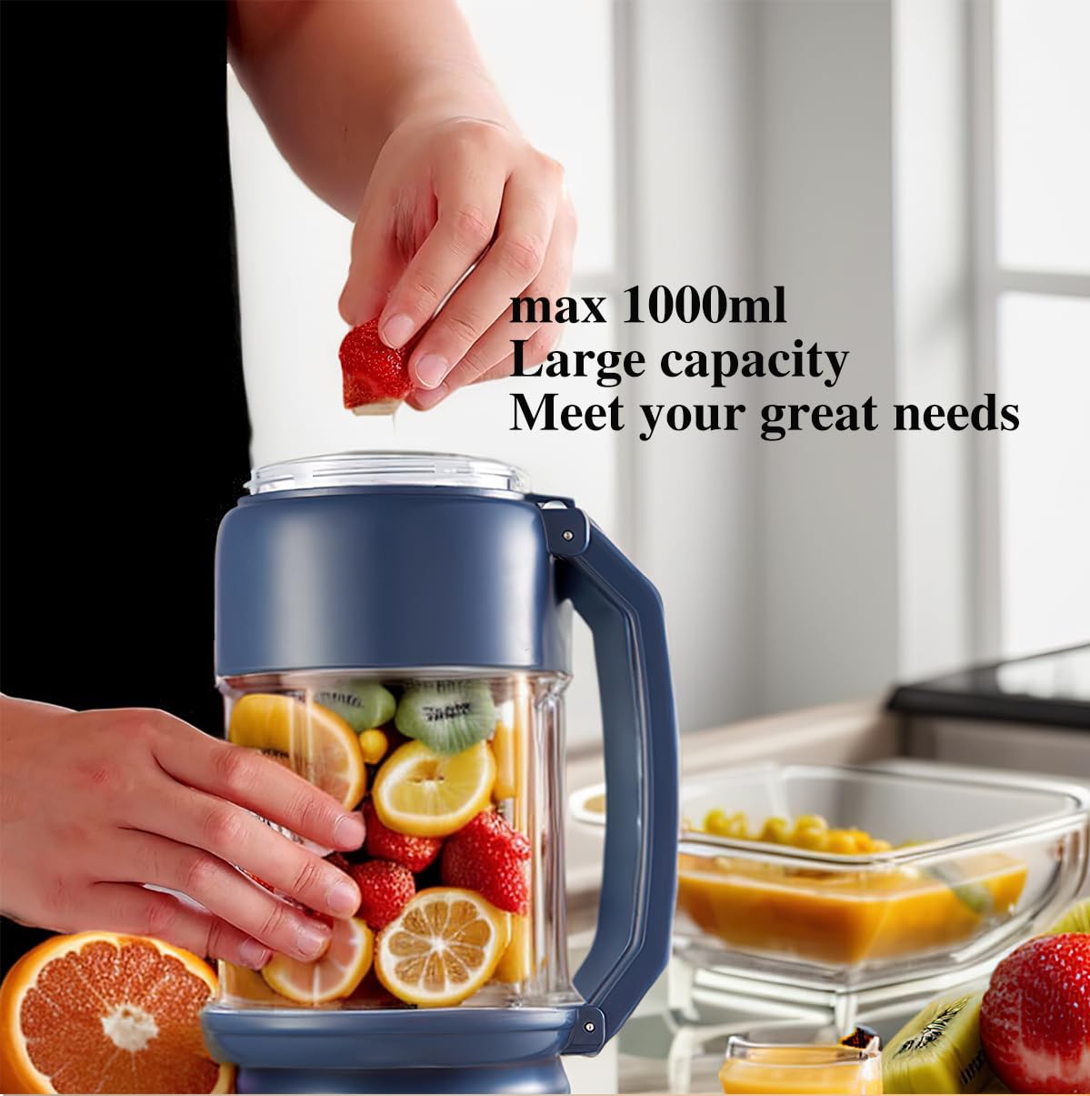 Portable Blender - Personal Size Blender for Shakes and Smoothies with 8 Ultra Sharp Blades, 12 Oz Mini Blender USB Rechargeable for Travel/Picnic/Office/Gym