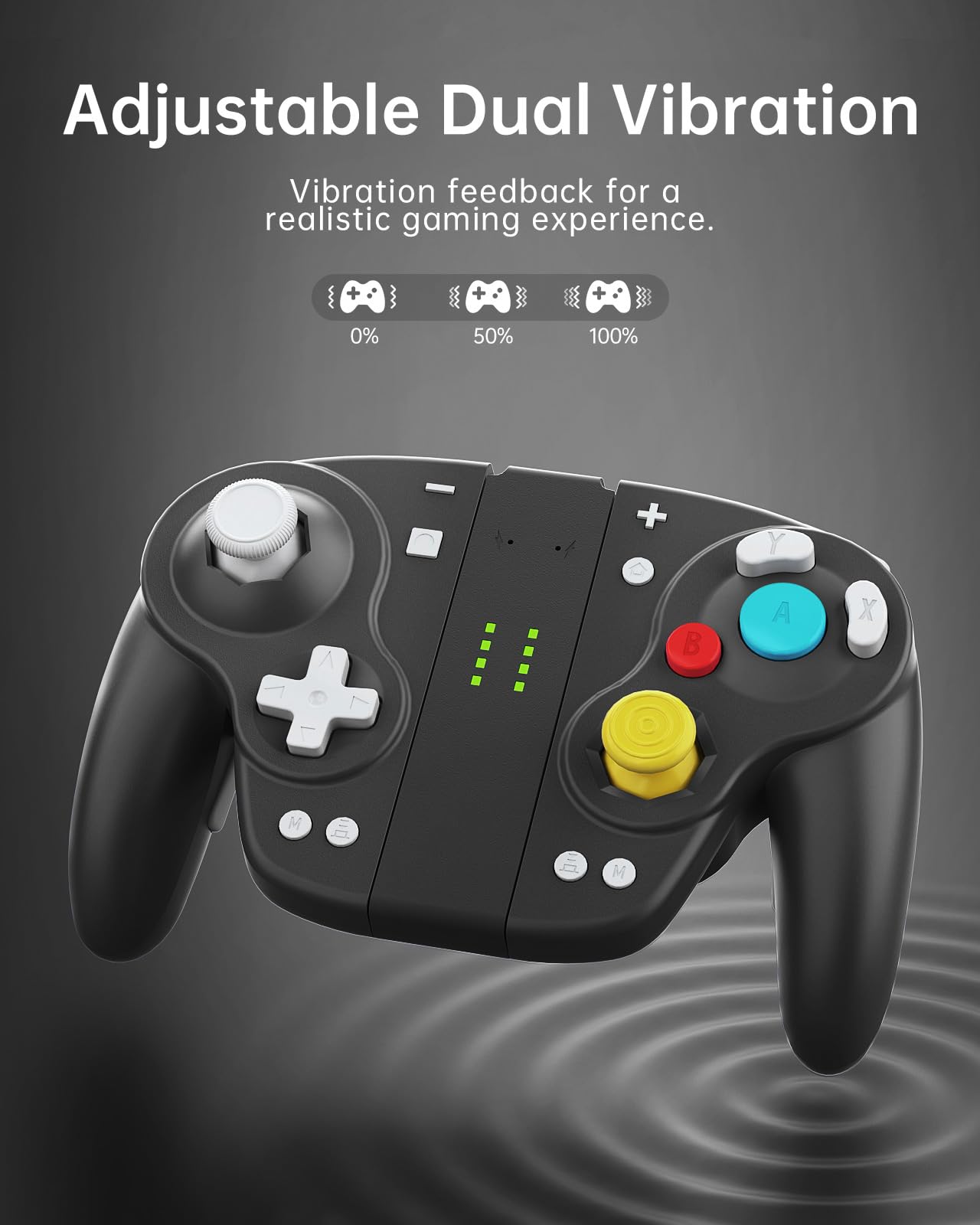 DOYOKY Hall Effect Joypad Retro Gamecube Style Wireless Controller for Switch/Switch OLED, Switch Controllers with Hall Effect Joystick/Replaceable Thumbsticks/Map Button/Turbo/6-Axis/Vibration(Black)