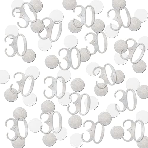 Silver Glitter 30 Confetti, 30th Birthday Number Confetti, 200pcs Anniversary Party Table Decoration Supplies