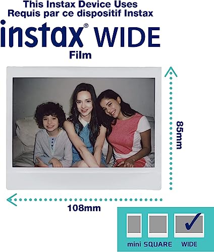 Fujifilm Instax Link Wide Smartphone Printer Mocha Grey + Fuji Instax Wide Instant Film Value Pack (20 Sheets) with Film Stickers, Frames Wireless Bluetooth Printer