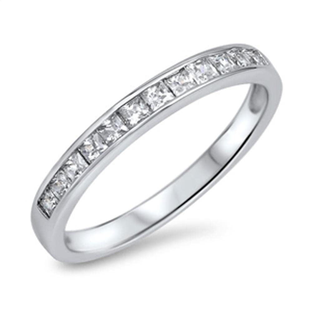 Elegant Stackable Sterling Silver Wedding Band Ring Size 10