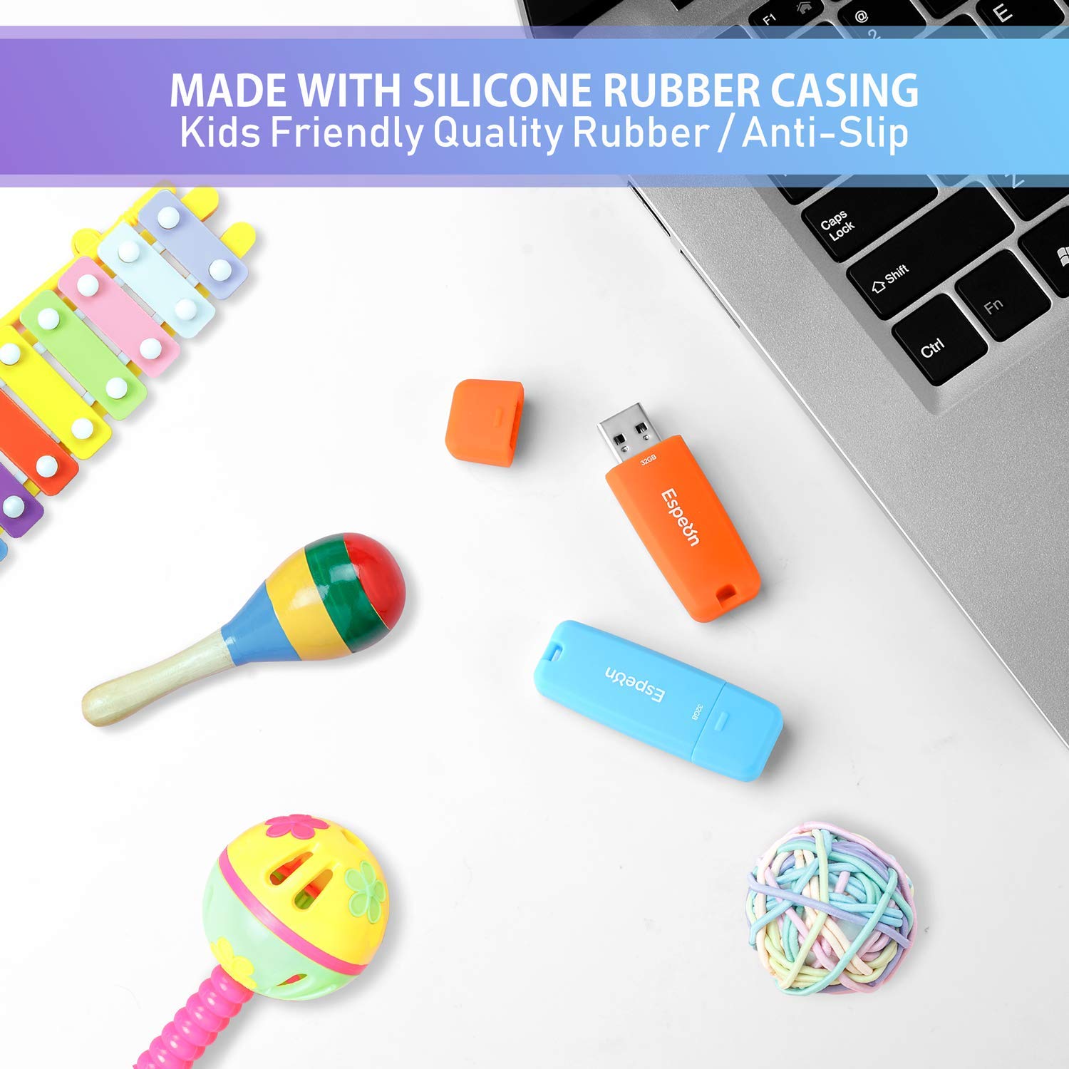Espeon 3-Pack 32GB USB 2.0 Flash Drive, Macaroon Colors - Light Blue, Light Violet, Light Green - ESP32G3PKM