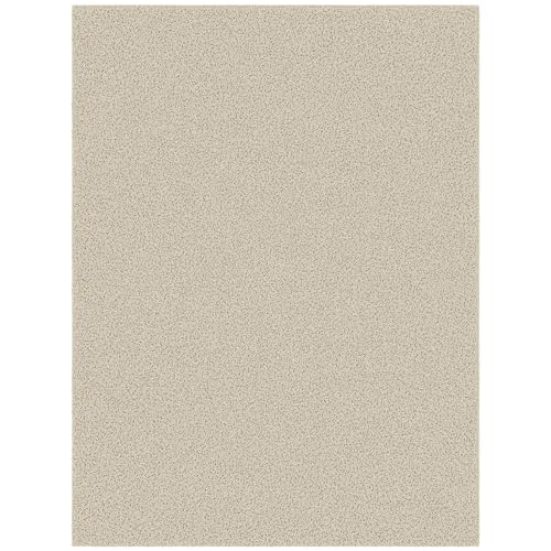 Ottomanson Indoor Solid Shag Design Rubber Back 5x7 Soft Pile Shag Area Rug for Bedroom, Living Room, Dining Room, Office, 5' x 7', Cream