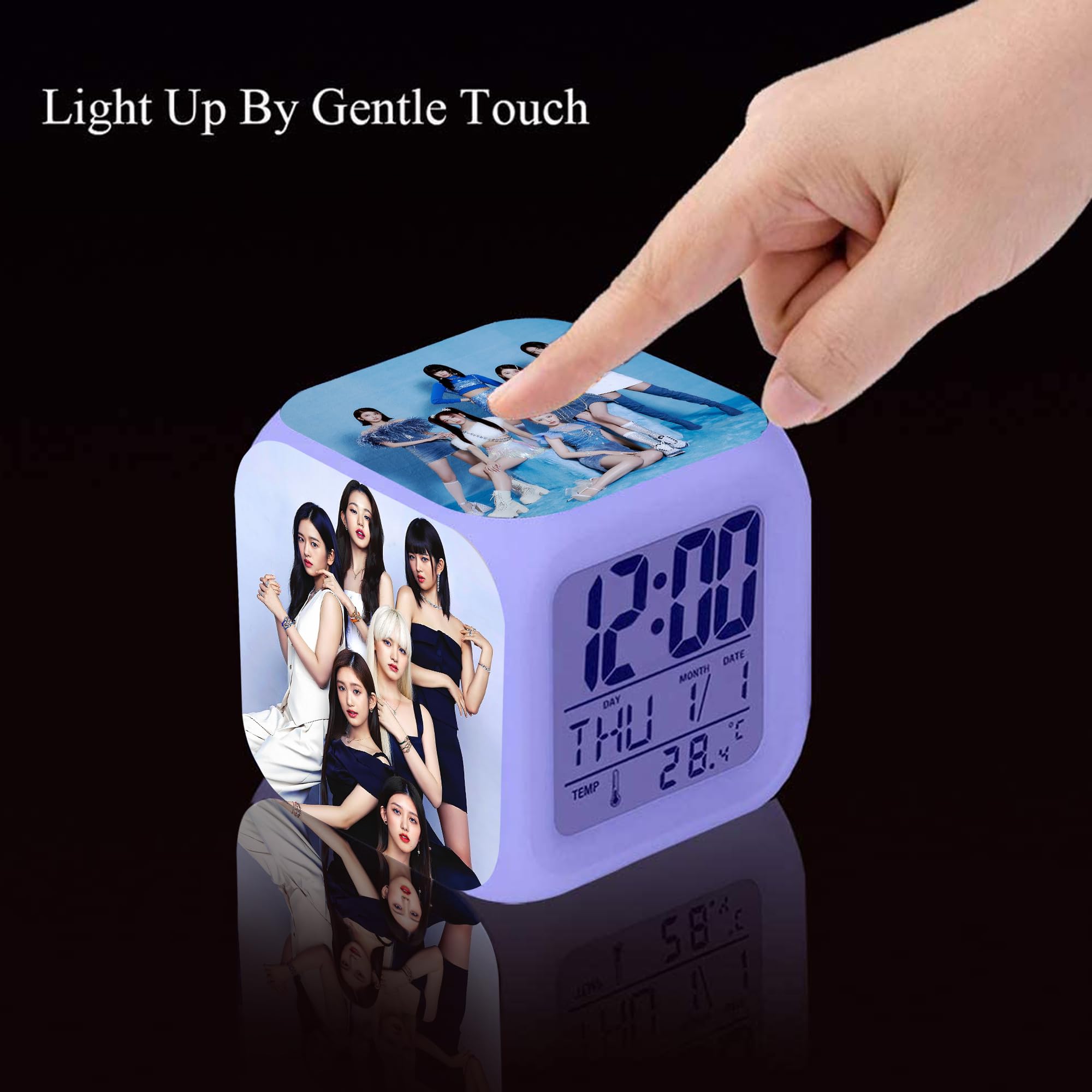 EANGK LED Digital Alarm Clock, for IVE Color Night Light Alarm Clock, Wake Up Sleep, The Alarm Function Has Time, Year, Month, Date, Digital Thermometer, Alarm Clock and Color Night Light