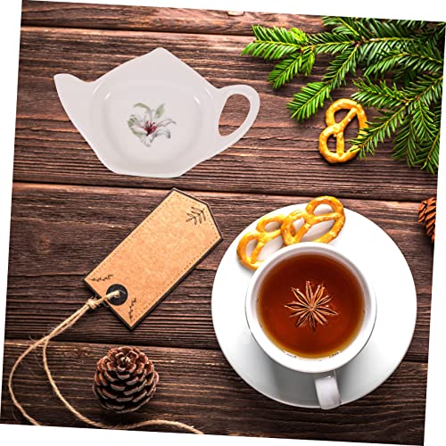 YARNOW 4pcs Ceramic Tea Bag Saucer Coffee Decor Accessory Tray Gift Containers Teabags Organizer Seasoning Dish Tea Bag Resting Caddy Home Supplies Tea Holder for Tea Bags Tea Bag Coaster