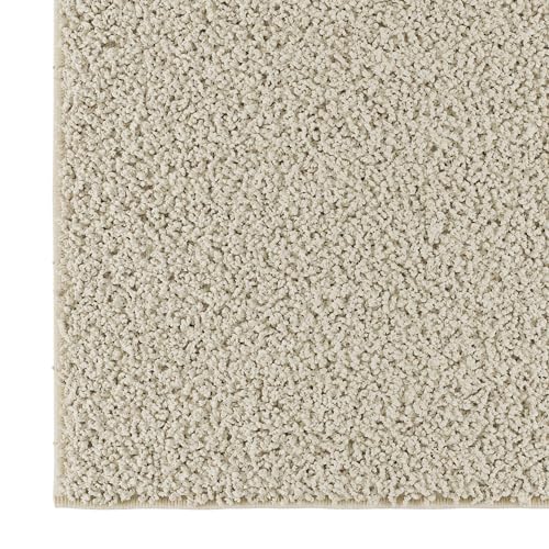 Ottomanson Indoor Solid Shag Design Rubber Back 2x6 Soft Pile Shag Runner Rug for Hallway, Entryway, Kitchen, Living Room, Bedroom, Bathroom, 2' x 6', Cream
