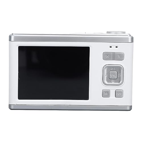 HD 4K Digital Camera, Autofocus Compact Digital Camera Dual Lens Dual Screen for Photography (White)