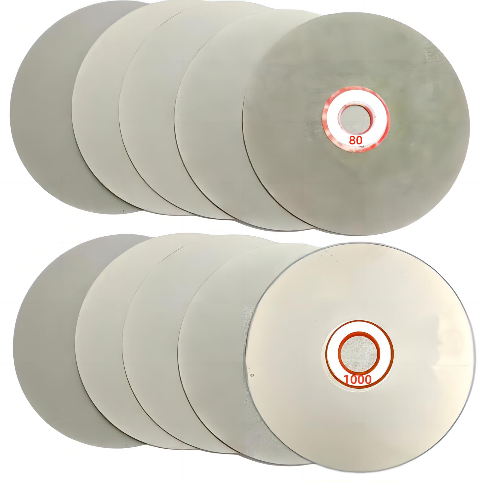 Diamond Flat Lap Disc Set 10 PCS, ENLAYER 4Inch Diamond Polishing Disc 80/100/200/400/600/800/1000/1500/2500/3000 Grit Wheel Lapping Grinding Disc Tool for Cutting or Sanding Stone and Glass