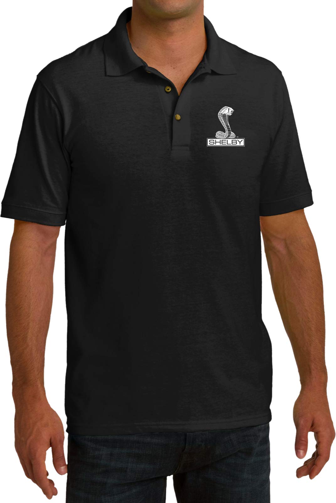 Ford Shelby Cobra Pocket Print Pique Polo, Black XL