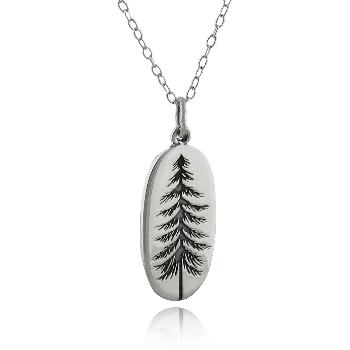 FashionJunkie4Life Pine Tree Necklace | 18” Sterling Silver Necklace with Sterling Silver Pine Tree Charm | Sterling Silver Jewelry for Men & Women