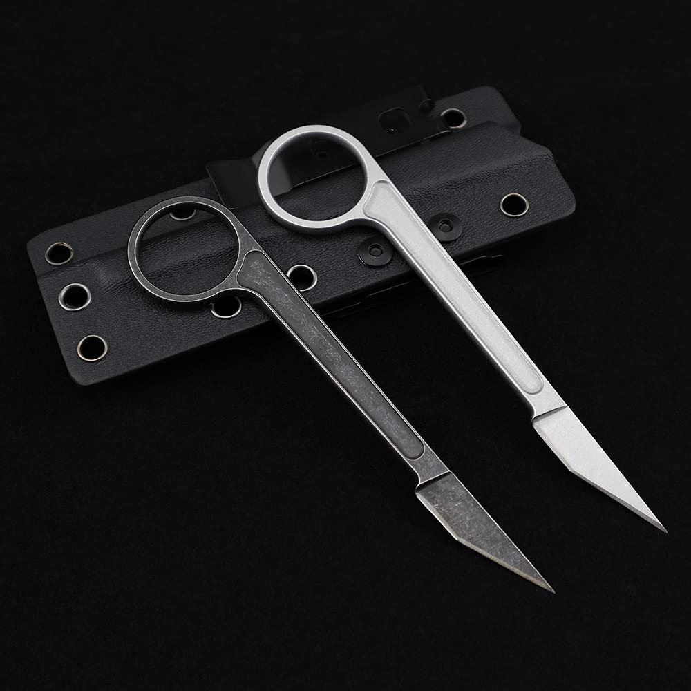 Gtkii Gtk104 Fixed Blade Knife, D2 Blade Stainess Steel Handle EDC Tool Knife for Outdoor Camping Hunting Hiking(Silver)