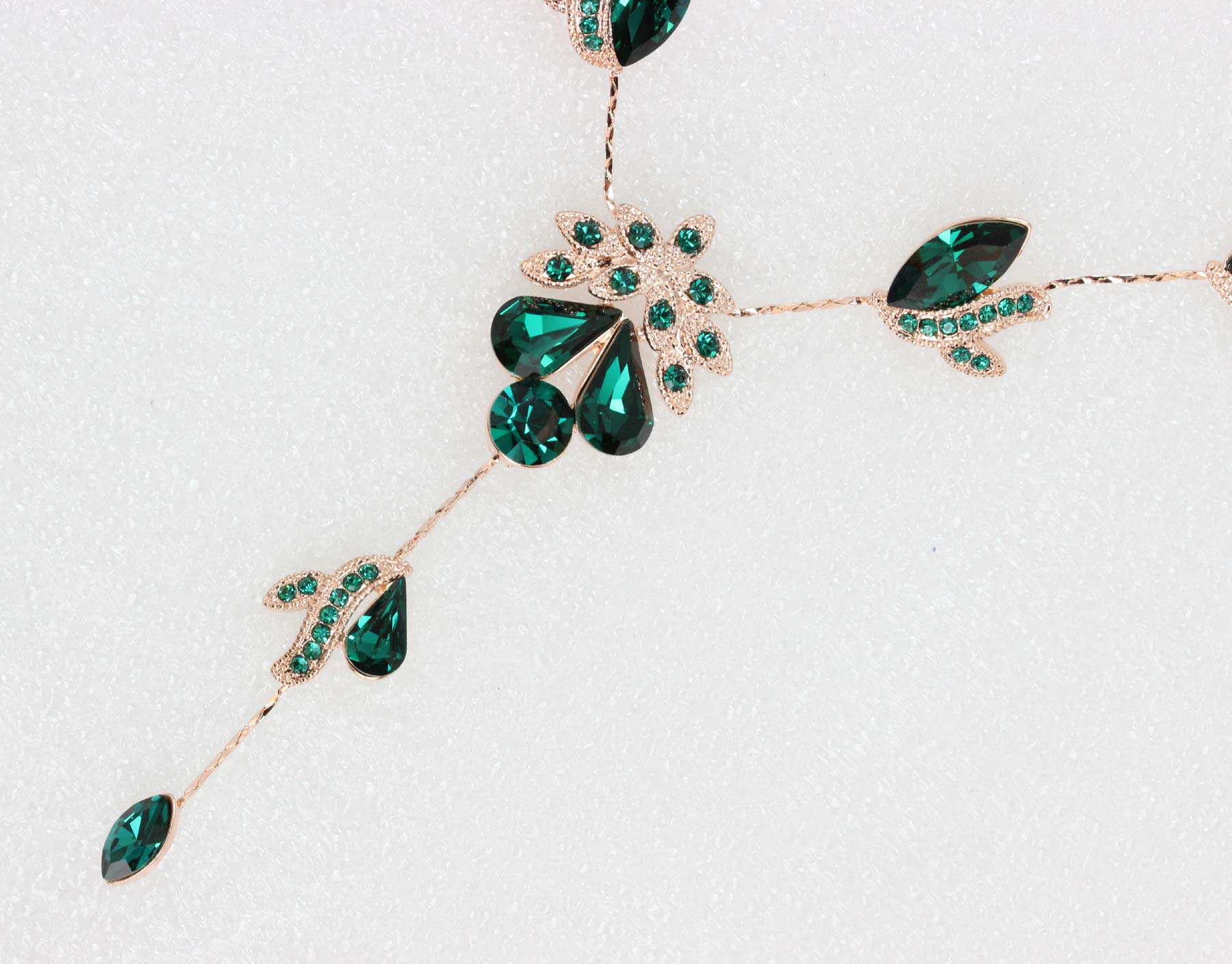 Faship Gorgeous Green Crystal Necklace Earrings Set Wedding Party - Green/Rose Gold Plated