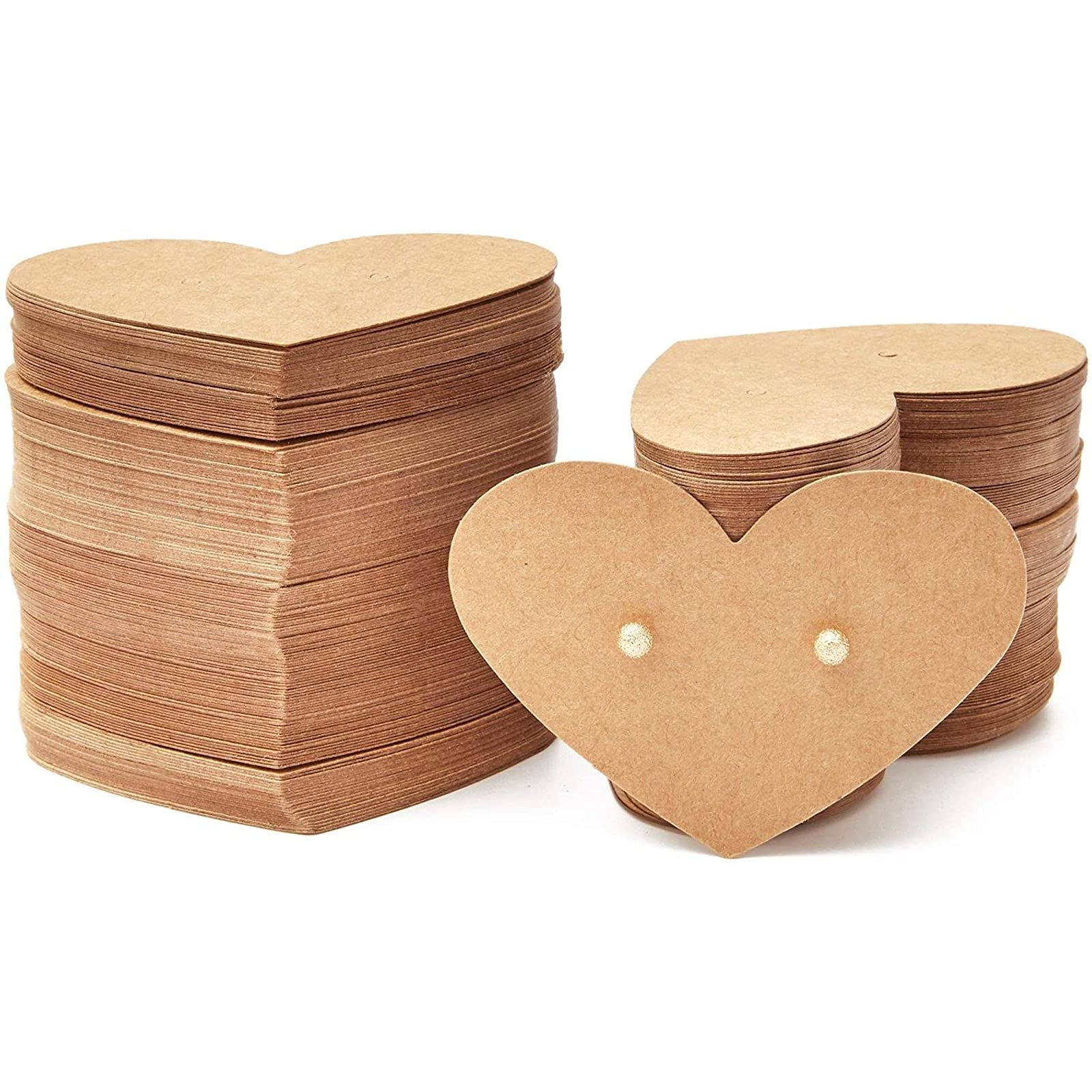 Earring Display Cards, Heart Shaped for Gifts, Retail, Valentine's Gifts (2.5 x 1.7 in, 300 Pack)