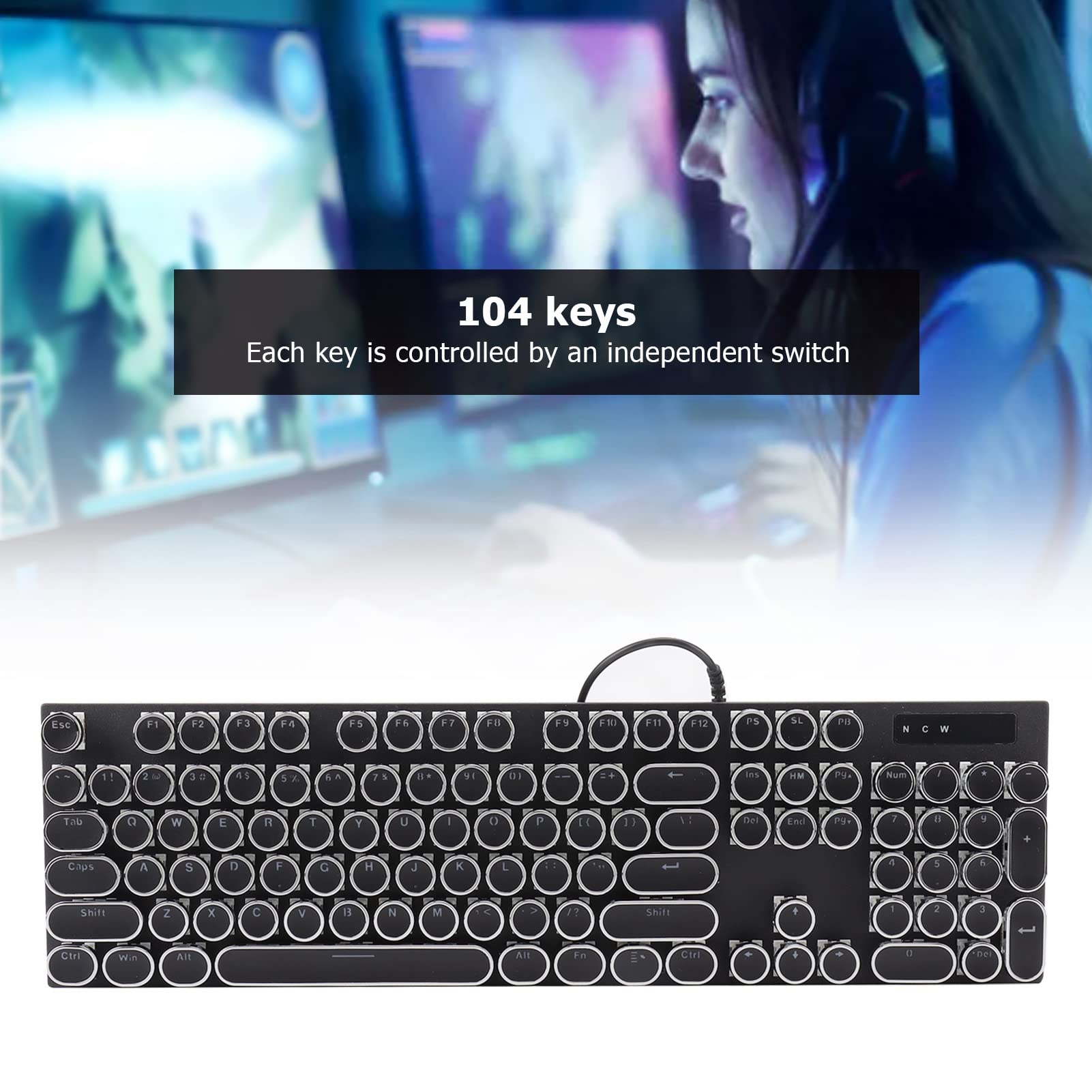 LBEC Gaming Keyboard, 104 Key Mechanical Keyboard Ergonomic Design for Gaming (Red Switch)