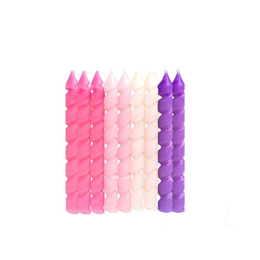 Unique Pink & Purple Spiral Birthday Candles - 10ct, Vibrant Colors - Perfect For Parties, Cake Decorations & Celebrations
