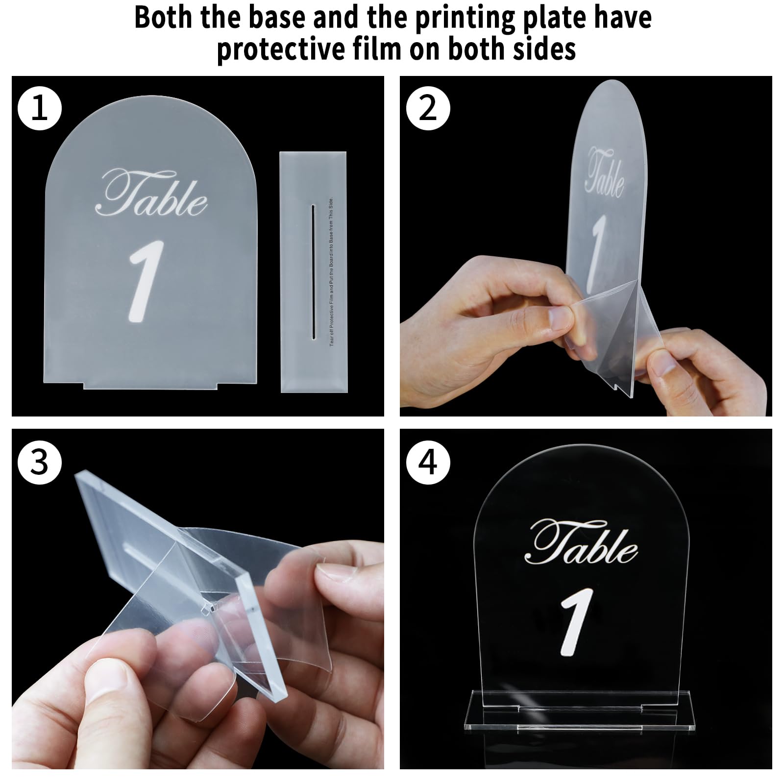 OUTNEE Wedding Table Numbers 1-20 - 5x7 Clear Acrylic Table Numbers for Wedding Reception, Arch Table Number Signs with Holders Stands for Party Centerpiece Event Restaurant Seating Chart