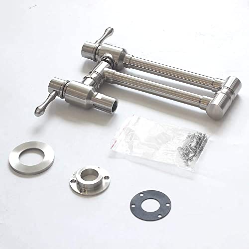 MSTJRY Pot Filler Faucet Wall Mount Stainless Steel Commercial Kitchen Faucet Double Joint Spout Folding Stretchable Swing Arm with Single Hole 2 handles