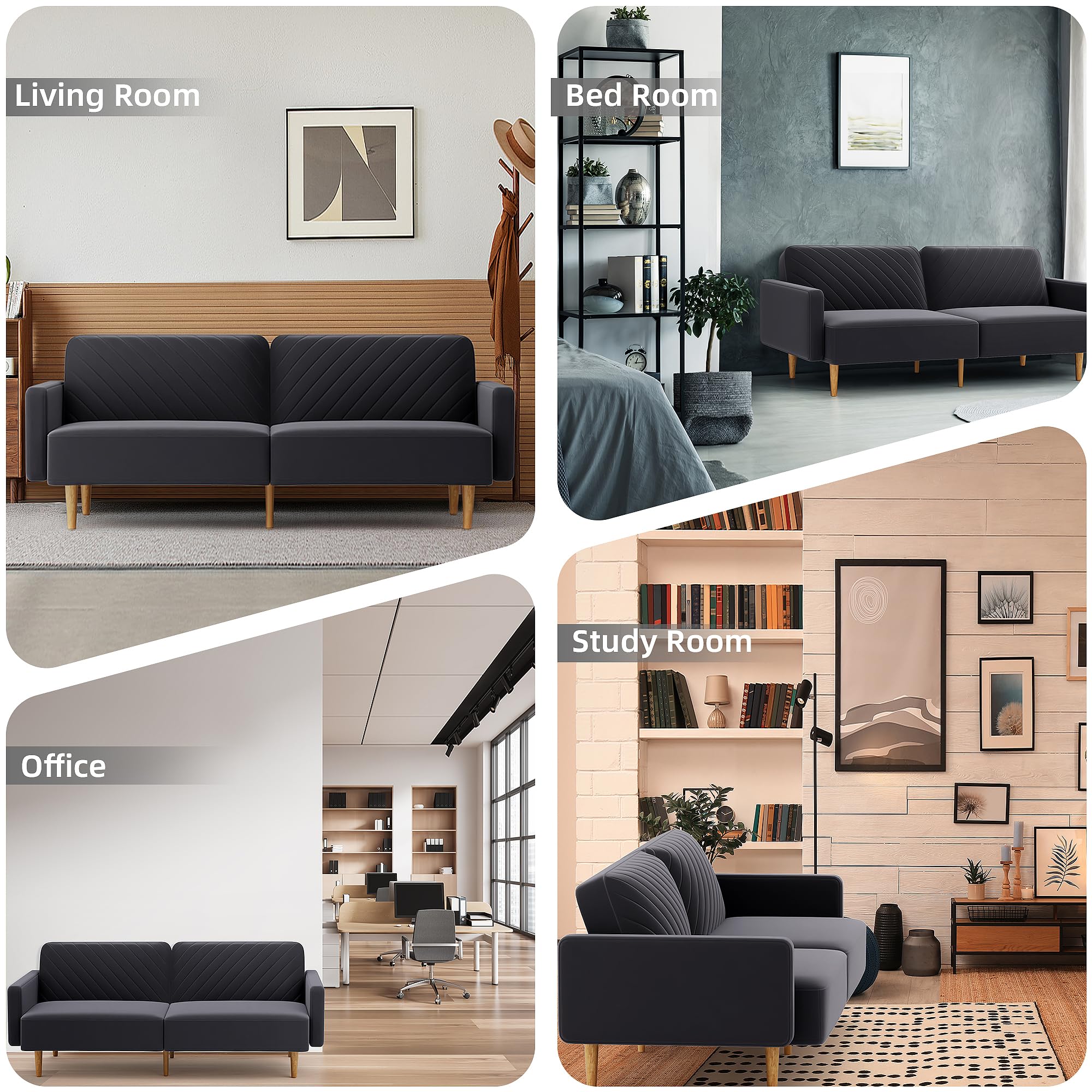 Outspurge Sofa Bed, 3 in 1 Convertible Sofa Bed, Modern Couch Bed with LVL Wood Frame, Love Seat, Couches for Living Room, Office & Bedroom (Light Grey Fabric)