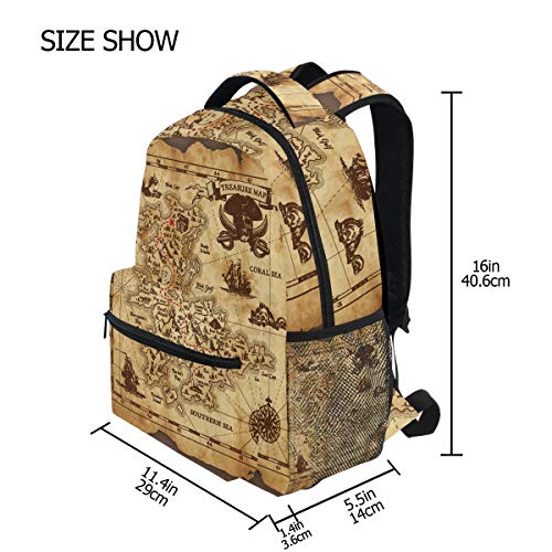 senya Pirate Treasure Map School Backpack Travel Rucksack Book Bag Laptop Backpack