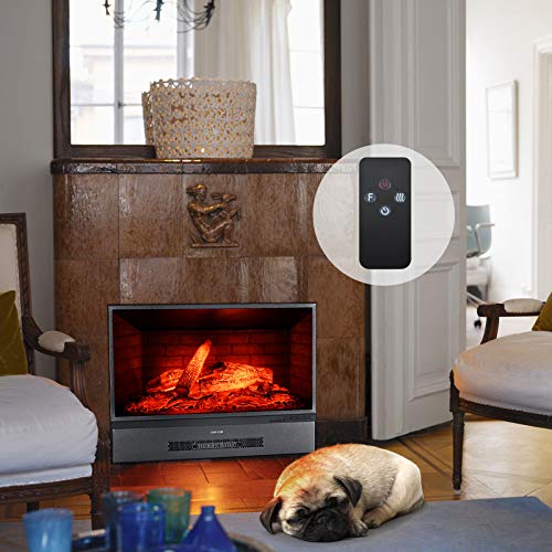GMHome Electric Fireplace Insert Free Standing Fireplace Heater, with Remote Control, with Fire Crackling Sound, 750/1500W, Black -32 Inches
