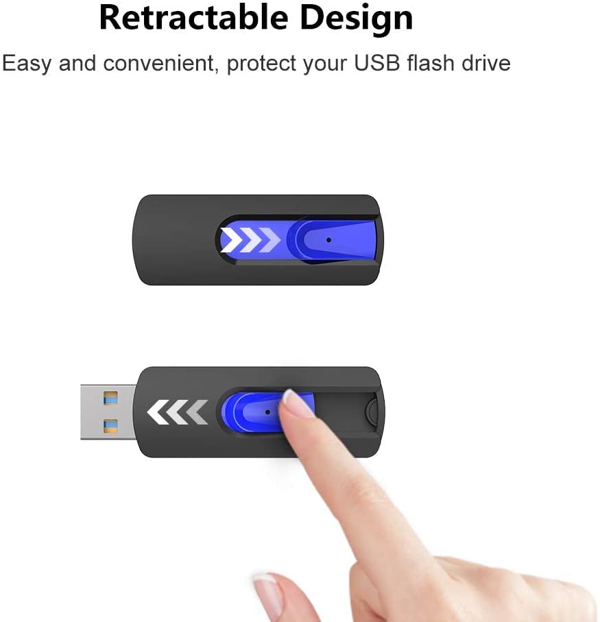 JUANWE USB Flash Drives 128GB 2 Pack 3.0 Flash Drive High Speed Thumb Drive Retractable Slide Memory Sticks for Computers Zip Drive USB Backup Jump Drive with Lanyard Hole