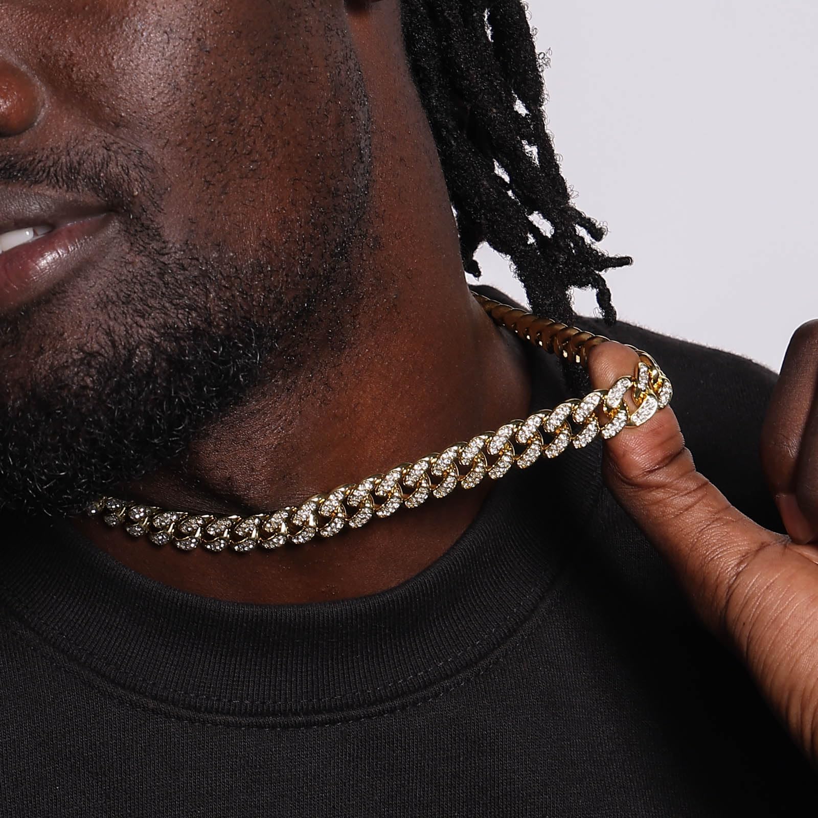 FEEL STYLE Mens Cuban Link Chain Gold Silver Plated Bling Miami Cuban Necklace Diamond Chain for Men13MM Iced Out Hip Hop Jewelry