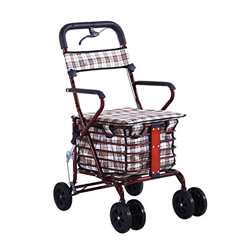 Lightweight Rollator Walker - Folding Rollators for Seniors with Wheel - Rolling Walker with Extra Wide Seat for Seniors Obese, Support up to 550 Ibs