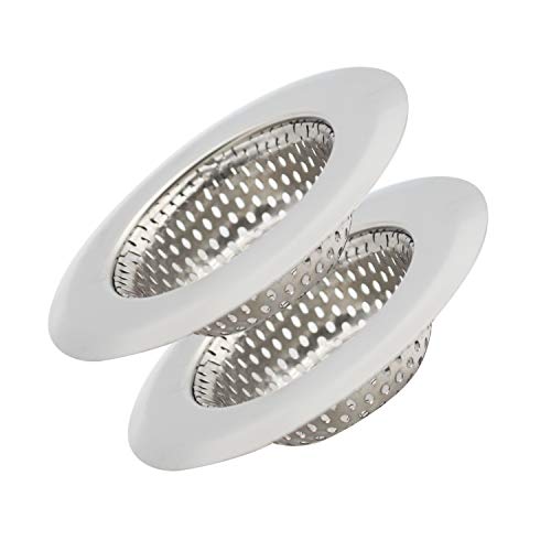 KUFUNG Sink Strainer,2 Pack Basket Stainless Steel Bathroom Sink, Utility, Slop, Kitchen and Lavatory Sink Drain Strainer Hair Catcher (3.5 inch)
