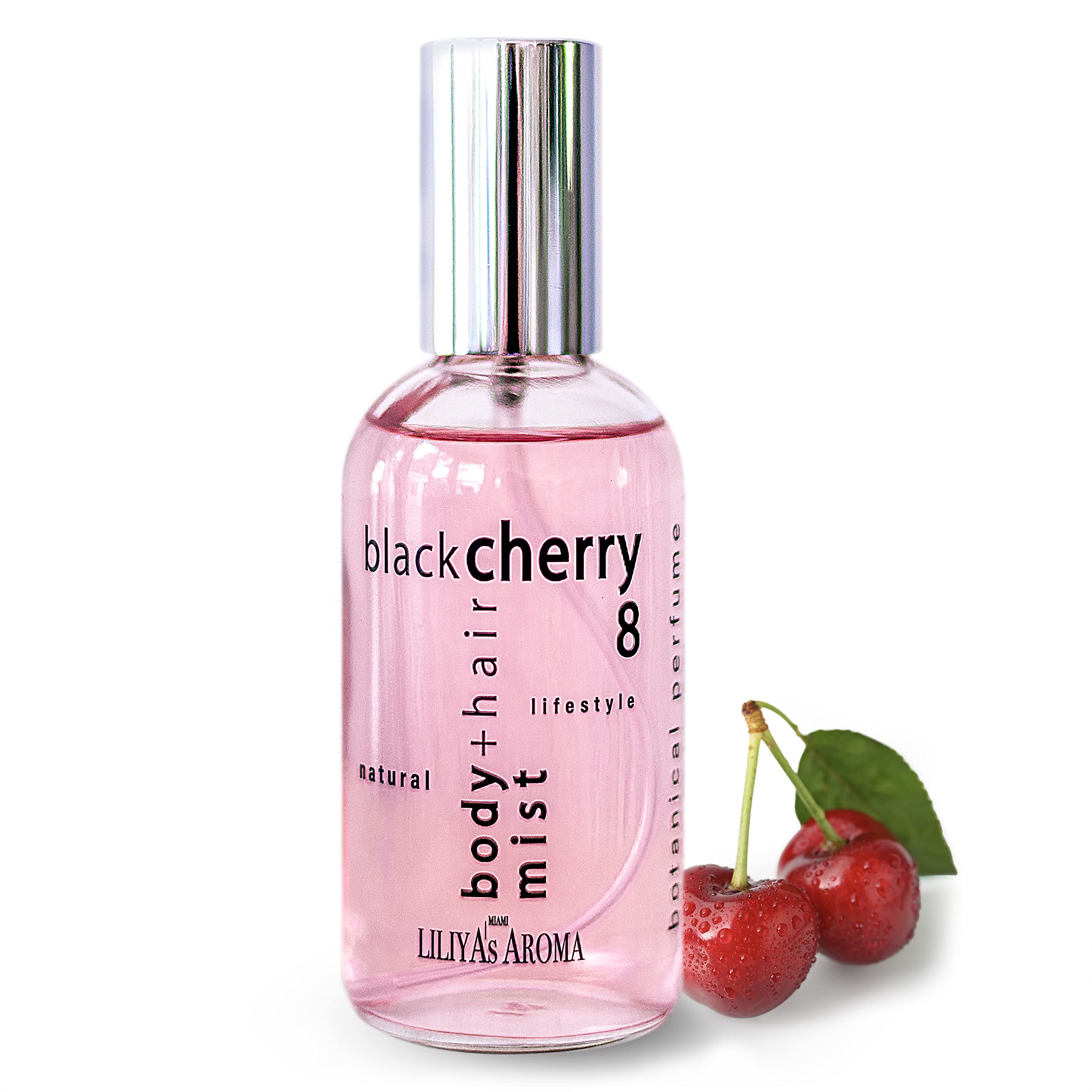 Liliya's Aroma Black Cherry 8, Body & Hair Mist with Essential Oils, Gourmand Scent aka Natural Perfume 4 oz
