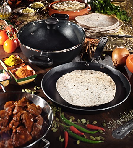 Tefal Non-Stick Kadai Curry Pan Madras Collection, Aluminium, Black, 26 cm