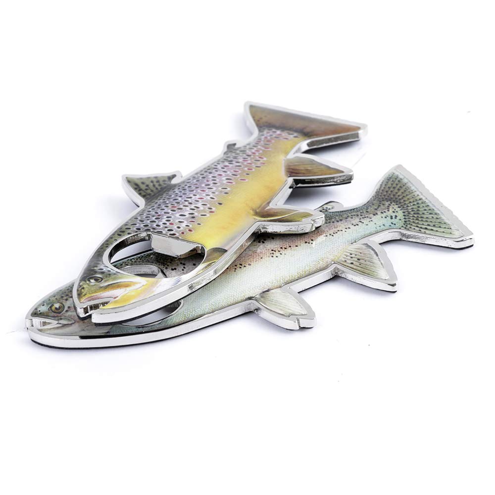 Hosfairy 2 in 1 Stainless Steel Bottle Opener Trout Fish Bottle Beer Can Opener (Yellow Trout)