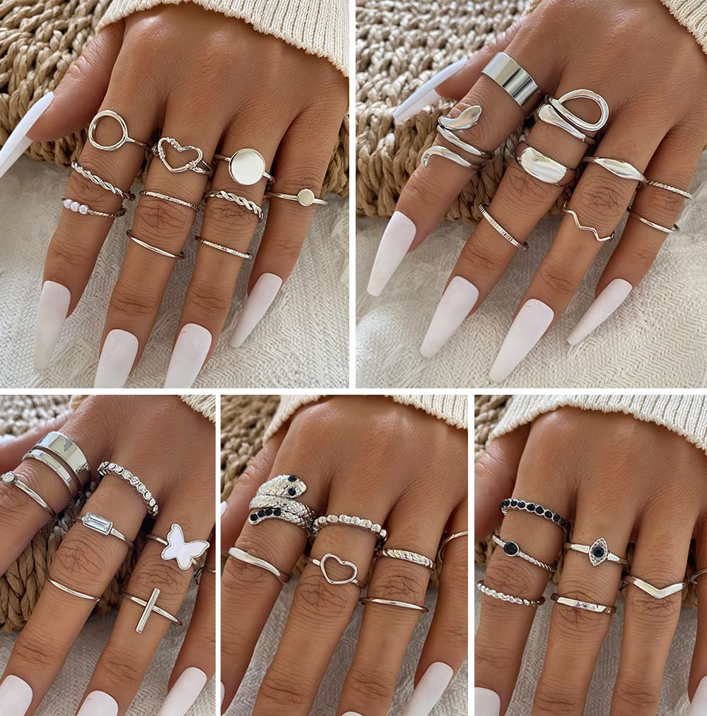 iF YOU 66 Pcs Gold Knuckle Rings Set for Women, Vintage Stackable Rings, Boho Snake Finger Rings, Trendy Midi Rings Pack for Teen