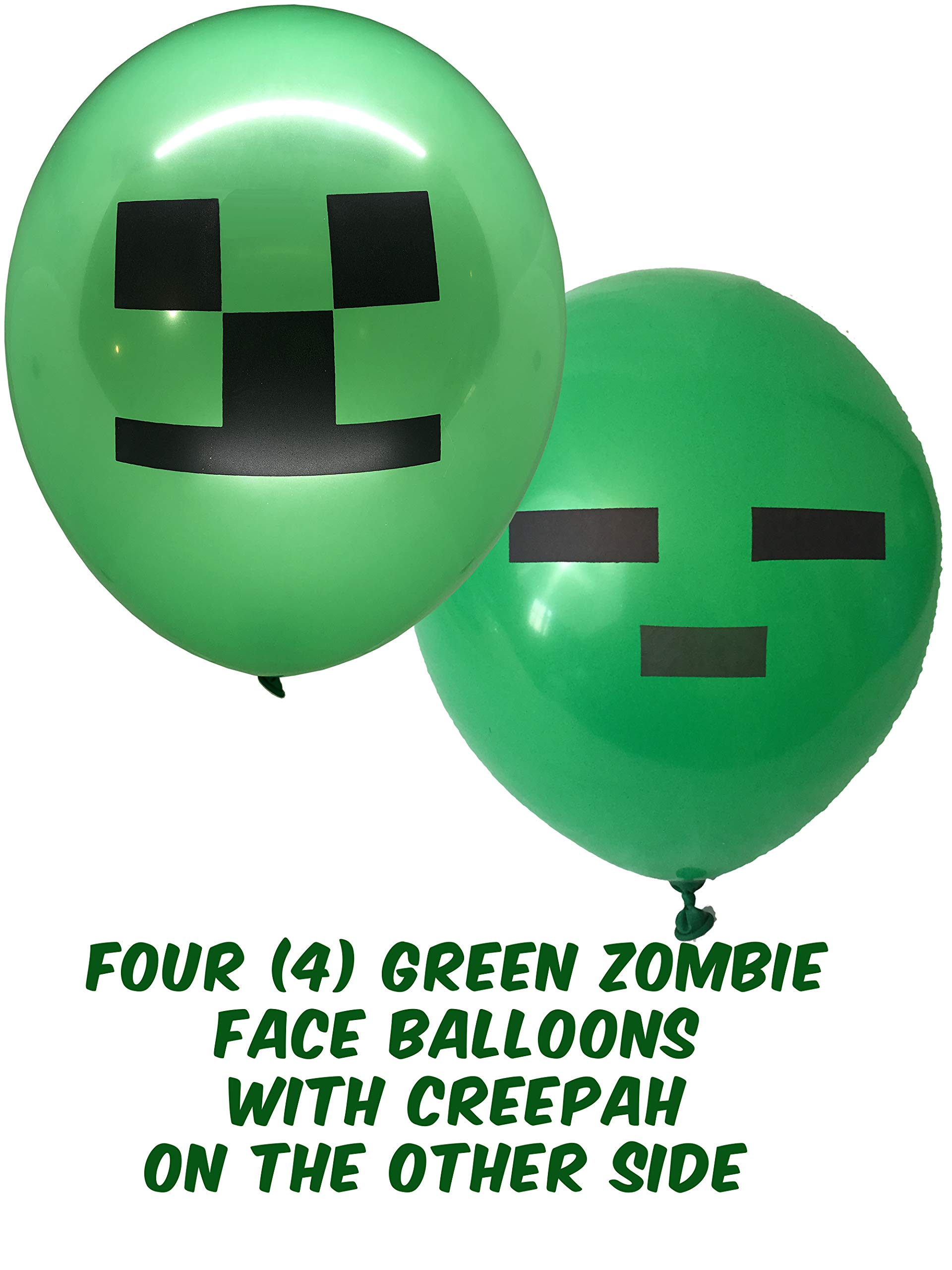 Party Ninja 24 Pack of Extra Large Pixel Miner Crafting Birthday Balloons - Double Sided Prints - 12" Party Balloons For Birthday Party Decorations