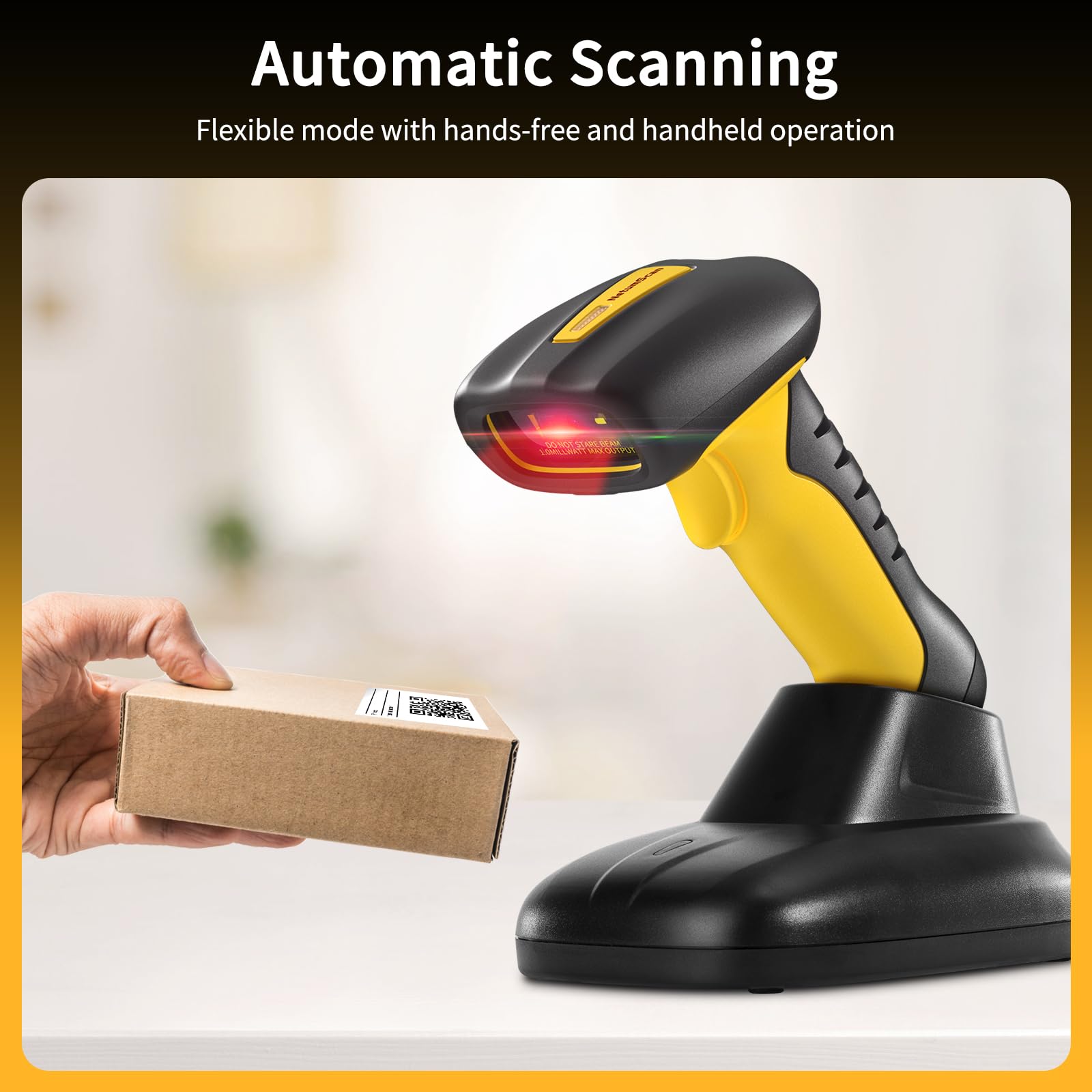 NetumScan Industrial Bluetooth QR Barcode Scanner, IP67 Waterproof & 7M Drop Proof, 2600mAh Wireless 1D 2D Bar Code Scanner with Charging Stand for Store, POS, Computer, iPhone, Android NS-1200