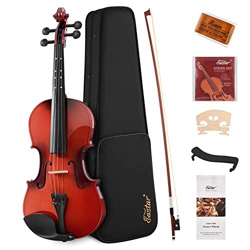 Eastar 1/4 Violin Set for Beginners, Fiddle Quarter Size with Hard Case, Rosin, Shoulder Rest, Bow, and Extra Strings (Imprinted Finger Guide on Fingerboard), EVA-2