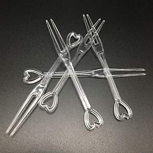JQYXSS 200 Pieces Disposable Plastic Cocktail Forks Fruit Forks Cocktail Food Pick Party Supplies Plates Picks Dessert Forks Cake Forks