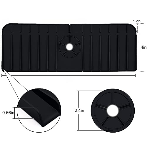 Kitchen Sink Splash Guard,Silicone Faucet Mat for Kitchen Sink,Sink Draining Pad Behind Faucet ,Drip Protector for Kitchen for Kitchen Bathroom Farmhouse (Black)