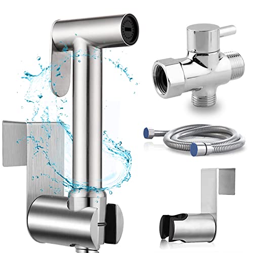Luxury Bidet Sprayer for Toilet-Handheld Sprayer Attachment with Brass Leak Free T-Valve&Adjustable Jet Spray, Perfect for Feminine Hygiene