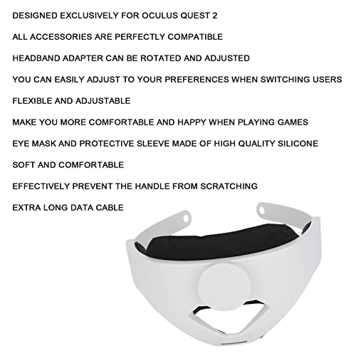 Head Strap with Head Cushion for Oculus Quest 2 VR Head Strap VR Glasses Accessories Set Replacement for Oculus Quest 2 Comfortable Protective Reduce Pressure - White