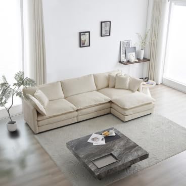 Linyuanwai Chenille Fabric Ottomans Footrest to Combine with 2 Seater Sofa, 3 Seater Sofa and 4 Seater Sofa, Light Coffee