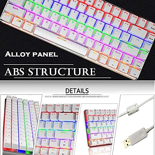 FELICON Mechanical Keyboard, AK33 Rainbow LED Backlit USB Cable Gaming Mechanical Keyboard, 82-Key Compact Mechanical Gaming Keyboard with Anti-ghosting Keys for Gamers and Typists