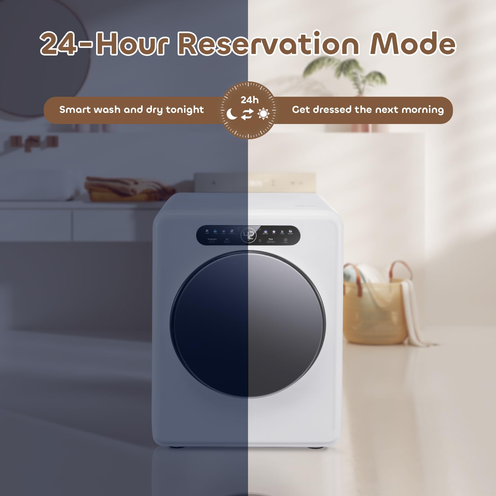 TECSPACE 2 In 1 Mini Portable Washer And Dryer Combo, 9 L Mini Washing Machine With 24 Hours Reservation Mode and High-temperature Stain Removal for Baby Clothes, Underwear (9L)