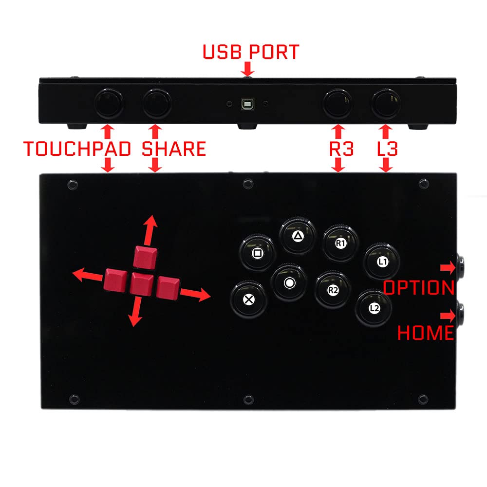 FightBox F6-PS Keyboard Button Arcade Joystick Game Controller for PS4/PS3/PC Sanwa OBSF-30 Cherry MX Black