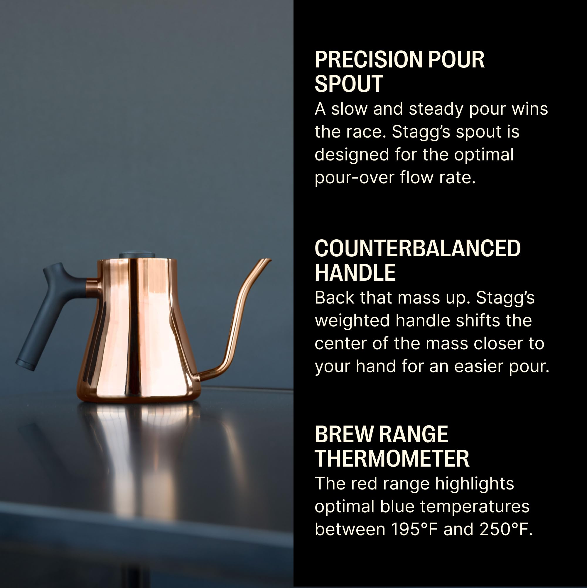 Fellow Stagg Stovetop Pour-Over Coffee and Tea Kettle - Gooseneck Teapot with Precision Pour Spout, Built-In Thermometer, Matte White, 1 Liter