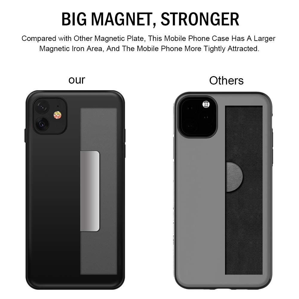 ESTPEAK Compatible with iPhone 11 Magnetic Case 2019,[Invisible Built-in Metal Plate] Ultra Thin Support Magnetic Car Mount,Soft TPU Bumper Case Phone Case Black