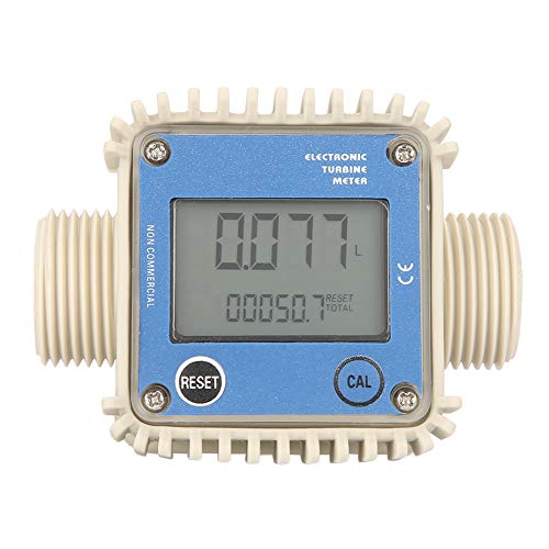 K24 LCD Turbine Digital Fuel Water Hose Flow Meter Widely Used for Chemicals Water, Blue