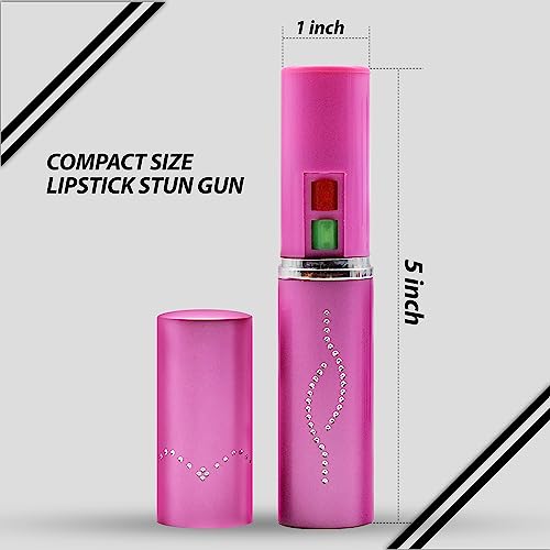 FIGHTSENSE Women Self Defense Kit W/Pepper Spray and Lipstick Stun Gun W/Flashlight, 25Burst, 1.6µC Painful Charge, Rechargeable Battery, includes Keychain Leather Pouch(Pink/PBSpray)