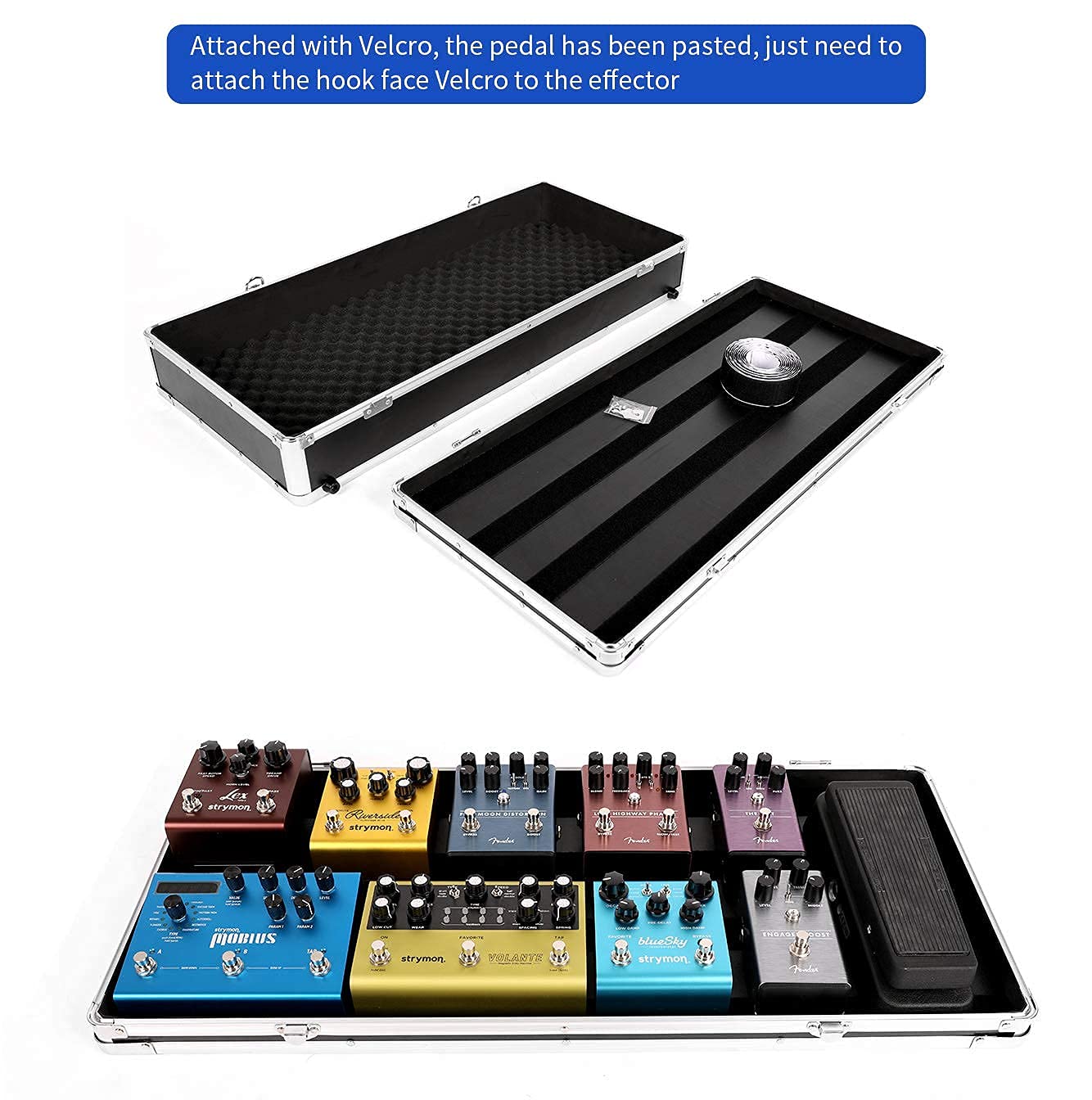 Ghost Fire Guitar Multi Effect Pedal Case 27.5x11.6x4.2in ,with Pedal Mounting Tape Fastener,Sturdy Locking Aluminum ,T series T-EC14