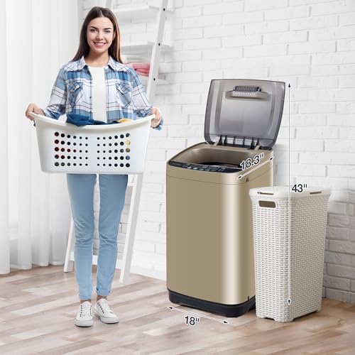 Portable Washing Machine,15.6 LBS Full-Automatic Washer and Dryer Combo,Compact Laundry Washing Machine with Drain Pump,10 Wash Program & 8 Water Level,Low Noise for Apartment Dorm RV Household